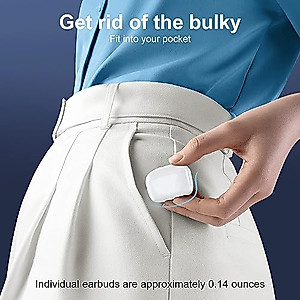 Wireless Headphones Bluetooth 3D HiFi Stereo Headphones in-Ear Built-in Mic with Charging Case, Touch Control Earphones for iPhone/Android - White