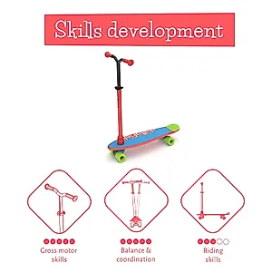 Chillafish Skatieskootie Customizable Training Skateboard and Lean-to-Steer scooter with Detachable Stability Handlebar, Multiple Deck & Tail color options, Ages 3+, Black Mix