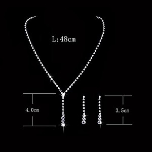 Yean Bride Silver Bridal Necklace Earrings Set Crystal Wedding Jewelry Set Rhinestone Choker Necklaces for Women (Silver-Bracelet)