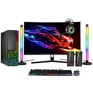 Dell OptiPlex RGB Desktop Computer PC, Intel Core i7 up to 3.8GHz, GeForce GT 1030 2G, 16G RAM, 512G SSD, 27 inch Gaming Monitor, RGB Keyboard Mouse, RGB Speakers, RGB Headset, WiFi, W10P64 (Renewed)
