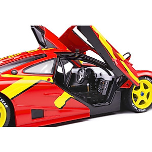 1996 McLaren F1 GTR Short Tail Launch Livery Red with Yellow Graphics 1/18 Diecast Model Car by Solido S1804102