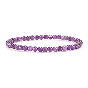 Cherry Tree Collection - Small, Medium, Large Sizes - Gemstone Beaded Bracelets For Women and Men - 4mm Round Beads (Amethyst - Small)