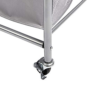 Amazon Basics 3-Bag Rectangular Laundry Sorter with Ironing Board Top, 31.5"L x 16.14"W x 33.07"H, Grey