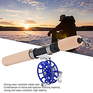 Diydeg Telescopic Fishing Pole, Firm Reel Base Portable Ice Fishing Rods Lightweight Mini Pocket for Sea Saltwater Freshwater for Ice Fly Fishing for Festivals Gift(Blue)