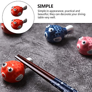 Hemoton Chopstick Holder 2Pcs Japanese Chopsticks Rest Ceramic Chopstick Holder Puffer Fish Chopsticks Rest Cute Animal Chopstick Rack for Chopsticks Spoons Forks Knives (Red) Chopstick Rest