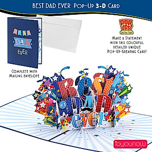 ioyounow Paper Pop Up Card for Super Dad- 5x7 Pop Up Greetings Card for Best Dads, Fathers Day Greetings Card | Happy Birthday Card for Fathers – Best Paper Greetings 3D Pop Up Card for Him