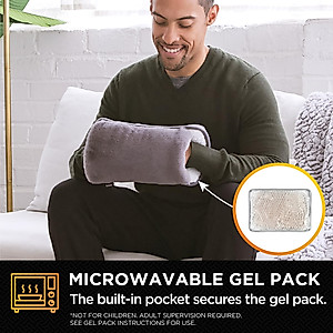 Brookstone Faux Fur Hand Warmer | Soothe Cold Hand Muff with Microwavable Gel Pack for Long Lasting Heat | Cozy Sherpa & Plush Lining for Ultimate Comfort | Hand Muffs for Women & Men | 100% polyester