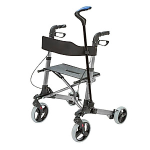HealthSmart Walker Rollator with Seat and Backrest, Adjustable Handle Height, FSA HSA Eligible, Removable Storage Bag and a Durable Lightweight Frame That Folds While Supporting up to 300 pounds
