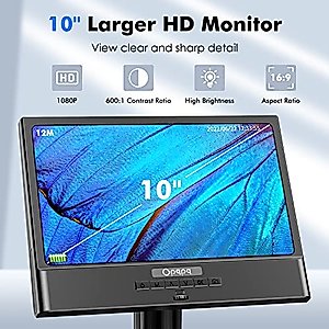 10" LCD Digital Microscope- Soldering Microscope for Electronics Repair, Opqpq USB Coin Magnifier with Light & Large Screen for Error Coins, PCB Board Watch Micro Solder Microscopes Station for Adults