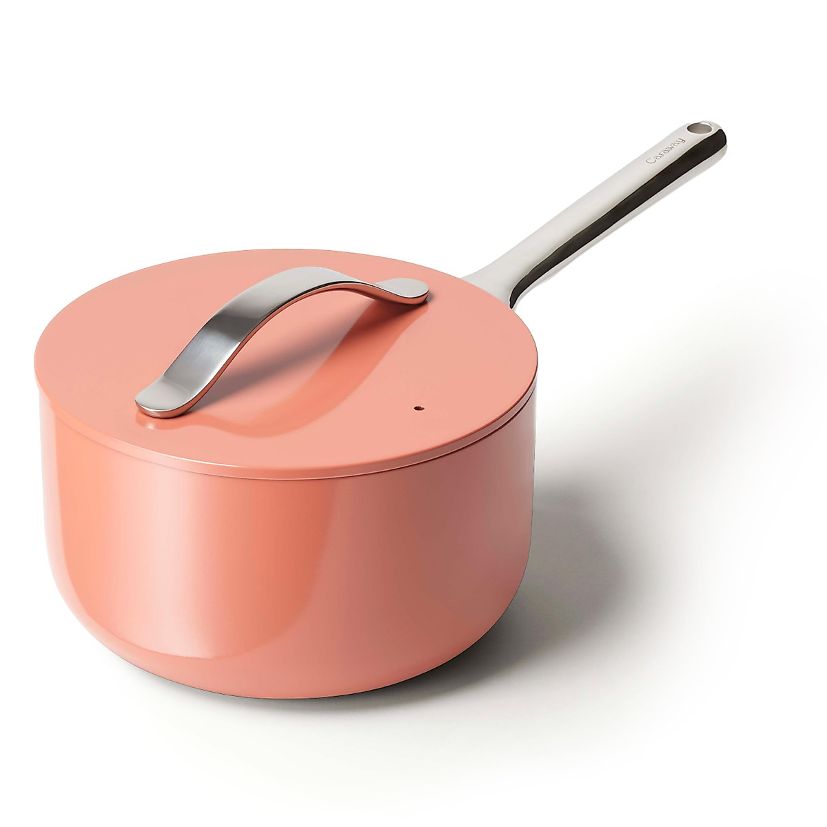 Caraway Nonstick Ceramic Sauce Pan with Lid (3 qt) - Non Toxic, PTFE & PFOA Free - Oven Safe & Compatible with All Stovetops (Gas, Electric & Induction) - Perracotta