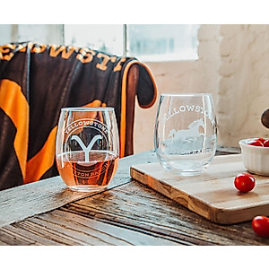 Toynk Yellowstone Dutton Ranch 20-Ounce Stemless Wine Glasses | Set of 2