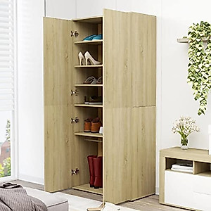 vidaXL Shoe Cabinet Shoe Storage Organizer Household Shoecase Home Living Room Furniture Hallway Entryway Chest Color Sonoma Oak Engineered Wood