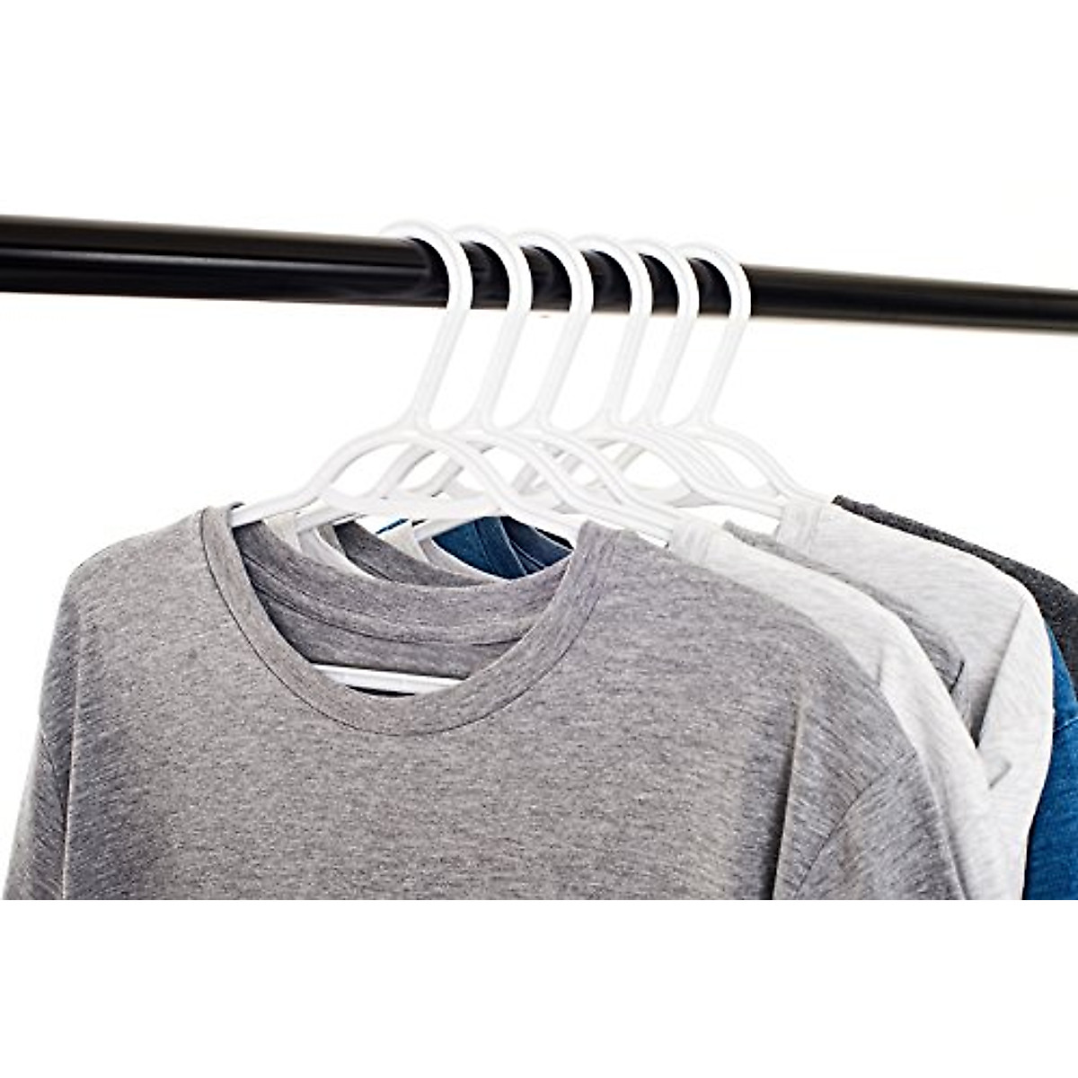 Popular Design Products 10 pc White Plastic Hangers with Built-in Grey Grip Strip Non-Slip Pads - Perfect for Dresses, Blouses and Pants - Work Great for Shirts, Ties, Scarves and Sweaters