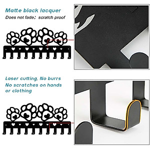 SUPERDANT Dog Paws Metal Key Holder Heart Shape Decorative 10 Hook Key Organizer Home Storage Hooks Wall Mounted Entryway Key Belt Umbrella Hooks Personalized Key Hanger for Wall