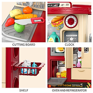 Kids Kitchen Playset for Toddlers Girls, Toy Kitchen Sets Pretend Play Food Toys for Kids Girls Ages 3 4 5 6 7 8, Play Kitchen Playset with Light Sound Spray, Toy Kitchen for Toddlers
