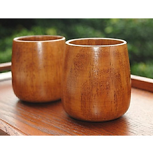 Moyishi Top-Grade Natural Solid Wood Wooden Tea Cup Wine Mug 250ml,Set of 4