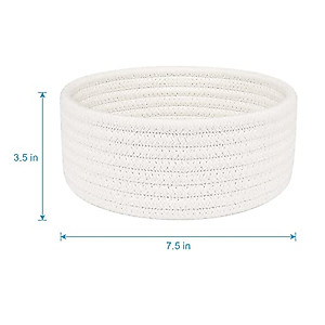 ABenkle 2 Pack Small Baskets, Cotton Rope Woven Basket, Cute Mini Tiny Storage Baskets, Decorative Boho Basket for Nursery Living Room Bedroom Montessori Shelf, Empty Gift Basket - White