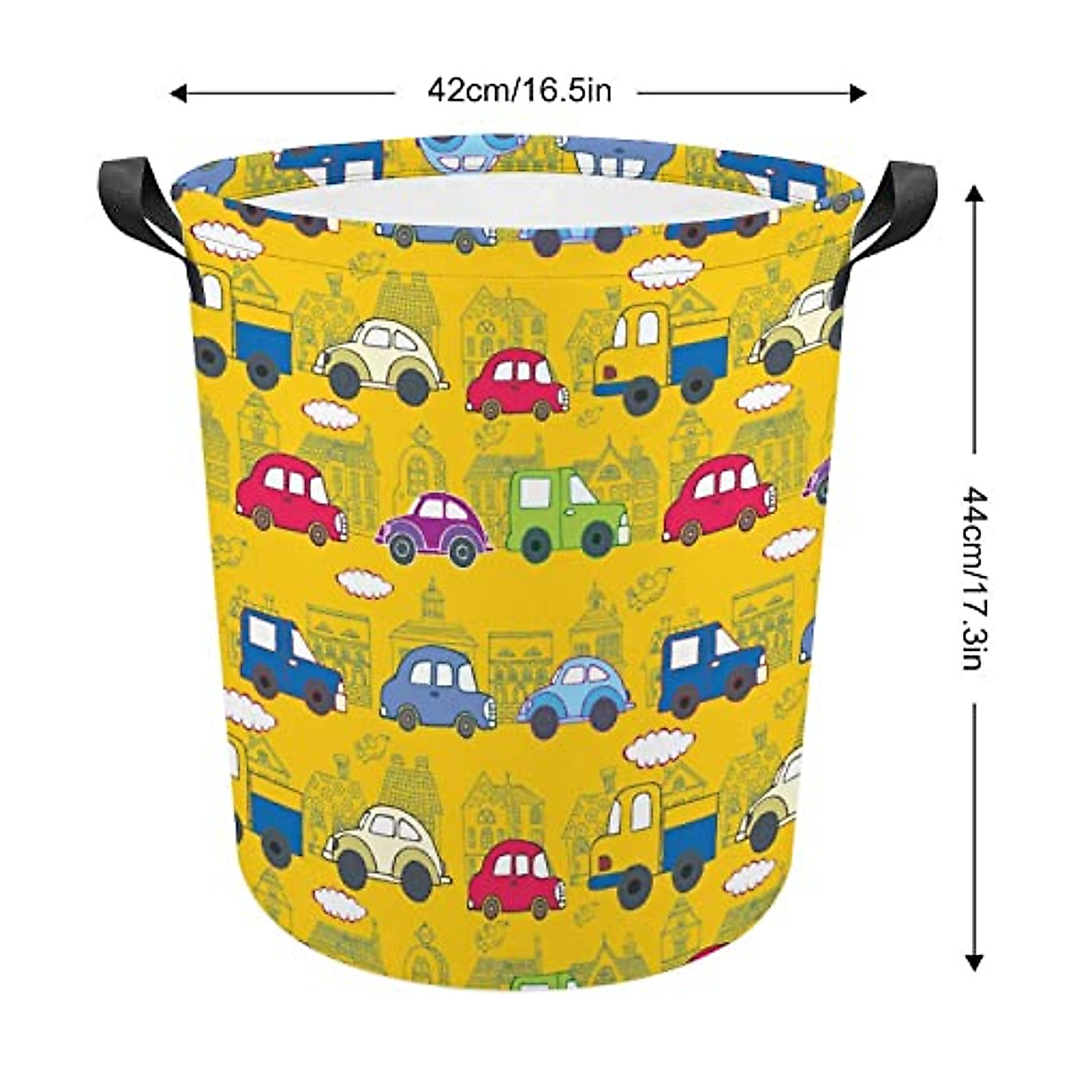 Colorful Car Foldable Laundry Basket Waterproof Hamper Storage Bin Bag with Handle 16.5"x 16.5"x 17"