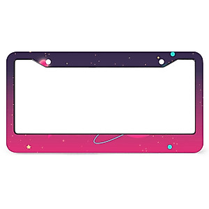 License Plate Frames Aluminum Car Accessories Metal Rust-Proof 2 Holes Black License Plate Cover for Women Men Car Truck Vehicles Colorful Space Galaxy Universe Stary Sky Abstract 308A