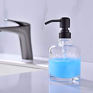 EKRTE Clear Glass Soap Dispenser, Hand Soap Dispenser with 304 Stainless Steel Soap Dispenser Pump, Matte Black Liquid Lotion Soap Dispenser Soap Dispenser for Kitchen Sink and Bathroom