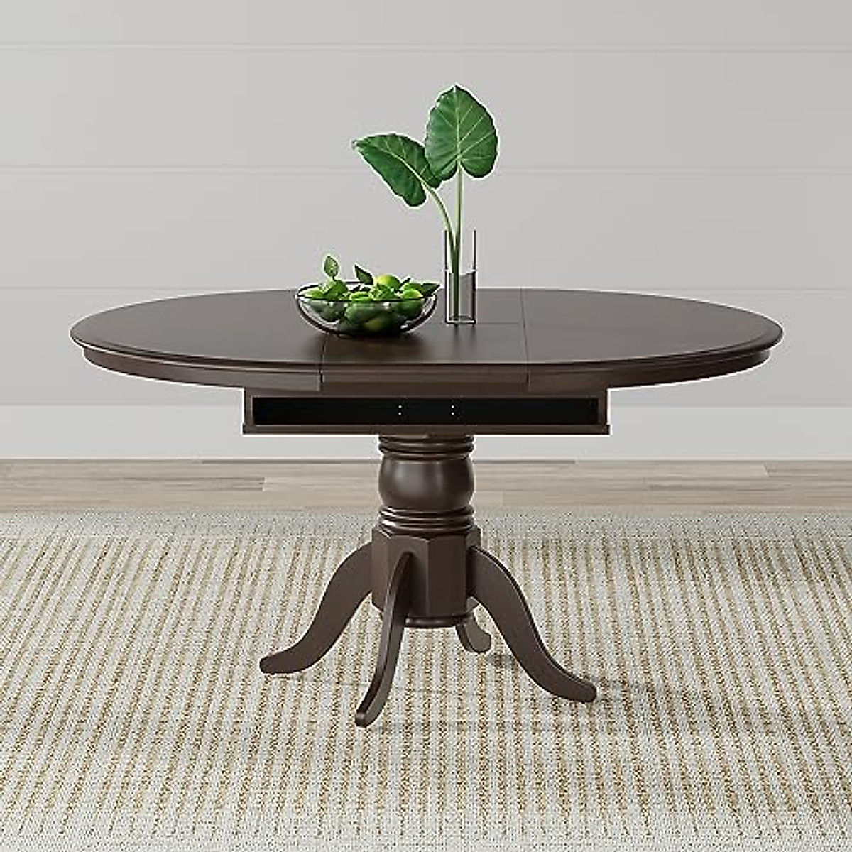 Glenwillow Home 5-PC - Oval Butterfly Leaf Dining Table + X-Back Dining Chairs Dining Set in Dark Walnut
