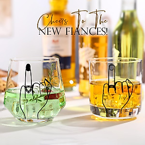 Unique Wedding Gift for Couples-Bridal Shower Gift-Bride and Groom Shot Glasses-14oz Wine&Whiskey Glass Gift for Mr and Mrs-Newlywed,His and Hers Gifts