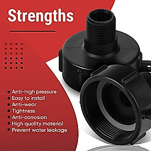 IBC Tote Adapter 275 330 G, IBC Tote Fittings for Garden Hose, IBC Tote Drain Adapter Fittings 2" NPS Female x 3/4" BSP/NPT Male