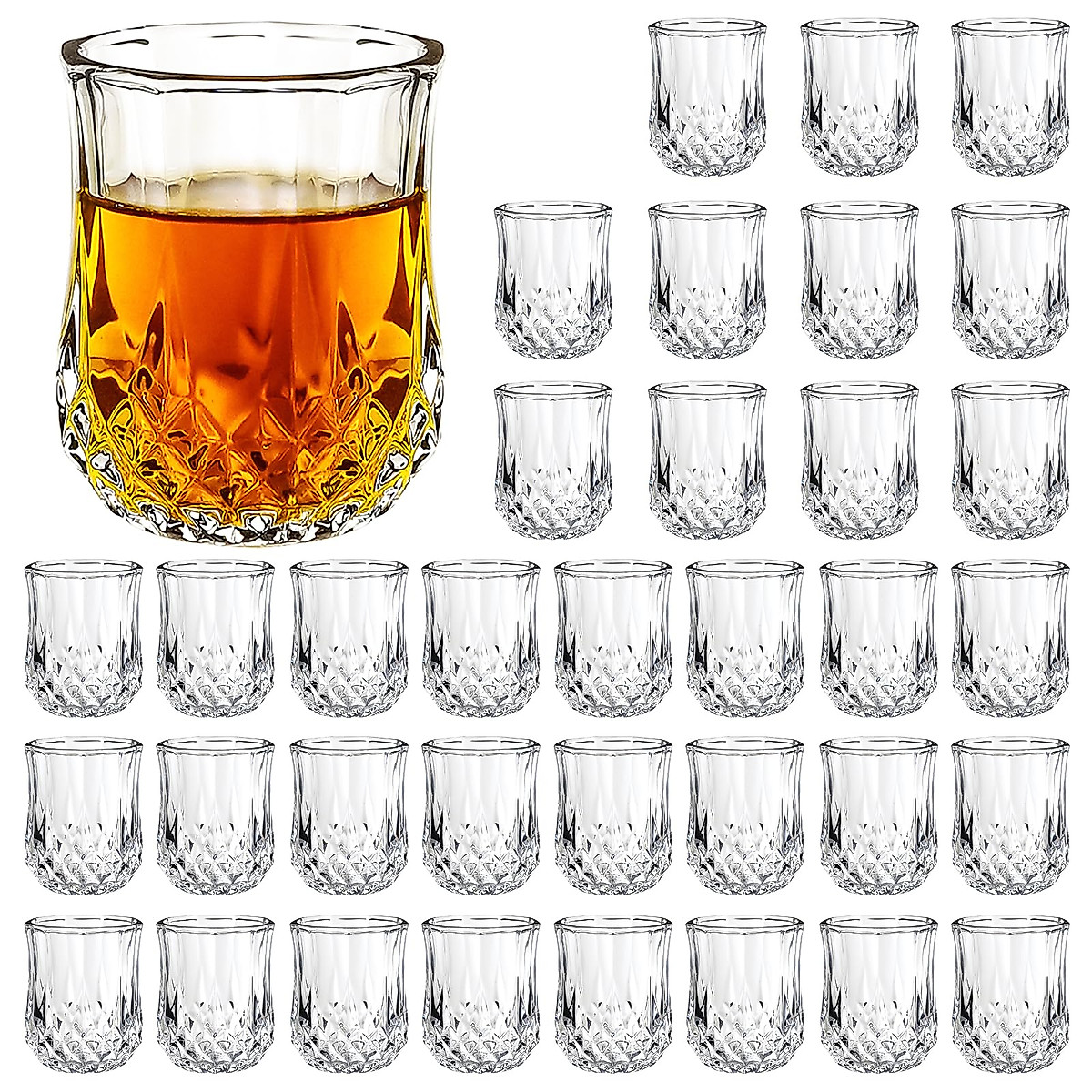 INFTYLE Shot Glasses Set of 36-1.5oz Clear Glasses Shot Glass Set with Heavy Base Whiskey Glasses Great for Vodka Tequila, Cocktail
