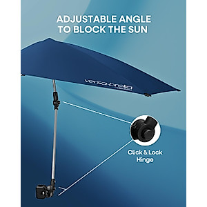 Versa-Brella UPF 50+ Personal Sun Shade - Portable Umbrella for Sports & Outdoors - Secure Clamp, 360-Degree Swivel Adjustable Position for Maximum Sun Protection - Compact with Carry Case