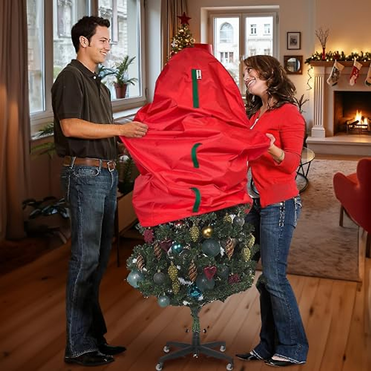 Upright Christmas Tree Storage Bag – For Topiary Trees up to 4 ft Tall – Holiday Tree Covers, for Christmas Trees and Topiary Trees Durable, Lightweight, Easy, Vertical Xmas Storage Bags