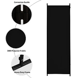 Room Divider 4-Panel Privacy Screen with 3 Support Foot, Portable Screen Steel Frame with Hook&Loop for Home, Office, Classroom, Studio, Meeting Black