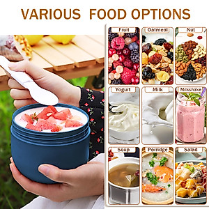 Overnight Oats Containers with Lids, 20oz Portable Overnight Oats Jars with Spoons, Leak-proof Plastic Yogurt Jars, Oatmeal Container for Yogurt Breakfast On The Go Cups, Dessert Snack Containers