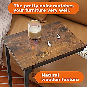 AMHANCIBLE C Shaped End Table Set of 2, Side Tables Couch Table, Snack Table for Living Bedroom, Rustic Brown HET02CBR