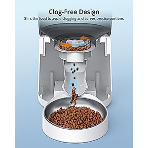 LLSS Automatic Cat Feeder, 4L Food Dispenser, Timed Feeder with Detachable Stainless Steel Bowl, Dry Dispenser for & Dog, Programmable Meal Portion, 1-4 Meals per Day, Auto Pet Black, White