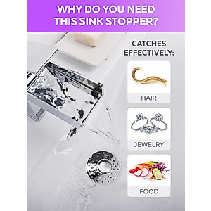 Innovative 2 in 1 Bathroom Sink Stopper Replacement - 1.06"-1.65" Pop Up Drain Stopper - Universal Sink Drain Stopper with Anti-Clogging Filter Basket - Bathroom Sink Plug for Basin Drain Holes