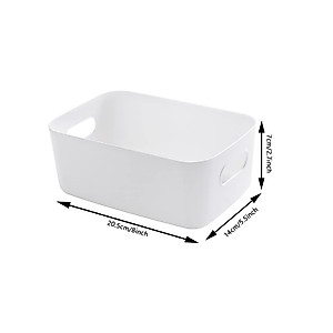 FEOOWV Small Plastic Storage Baskets, 8 Pack, White, Portable, Stackable, Multipurpose, BPA Free, Ideal for Pantry, Fridge, Closet, Bedroom, Office