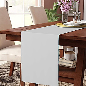 BannerBuzz Table Runner, Polyester Fabric, 170 GSM, Hot Knife Cut Finishing, Full Color, 1440DPI, Dye-Sublimation Printing (30" W X 72" H, White)
