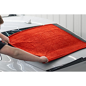 [Dreadnought Max] Triple Layer Microfiber Car Drying Towel | Twist Pile | 1400GSM | 1 Pack (30"x40", Red/Black)