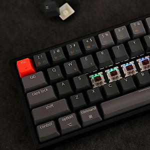 Keychron K6 68-Keys Compact Keyboard, Wireless Bluetooth/Wired Mechanical Keyboard with RGB Led Backlit Aluminum Frame Compatible with Mac Windows, Gateron Blue Switch