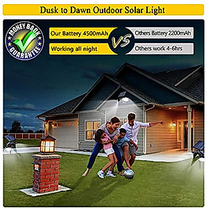 EMANER Motion Sensor Solar Light Outdoor, Dusk to Dawn Wireless Security LED Flood Light, 6000K Very Bright, Solar Powered Landscape Spotlights Waterproof for Garden/Driveway/Porch, (1-Pack)