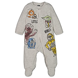 STAR WARS Baby Boys 2 Pack Sleep N' Play Footies Chewbacca Yoda R2-D2 3-6 Months
