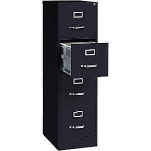 Scranton & Co 4 Drawer 22" Deep Letter File Cabinet in Black, Fully Assembled