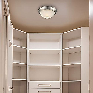 Design House 587527 Traditional 2-Light Indoor Dimmable Ceiling Light with Alabaster Glass for Bedroom Hallway Kitchen Dining Room, Satin Nickel 11-Inch, 2 Count (Pack of 1)