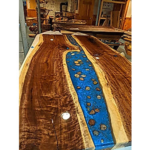 Black Walnut blue epoxy River Dining Table,Top 7' 6" Long by 40" to 44 Wide