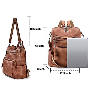 OPAGE Leather Backpack Purse for Women Fashion Tassel Ladies Shoulder Bags Designer Large Backpack Travel Bag