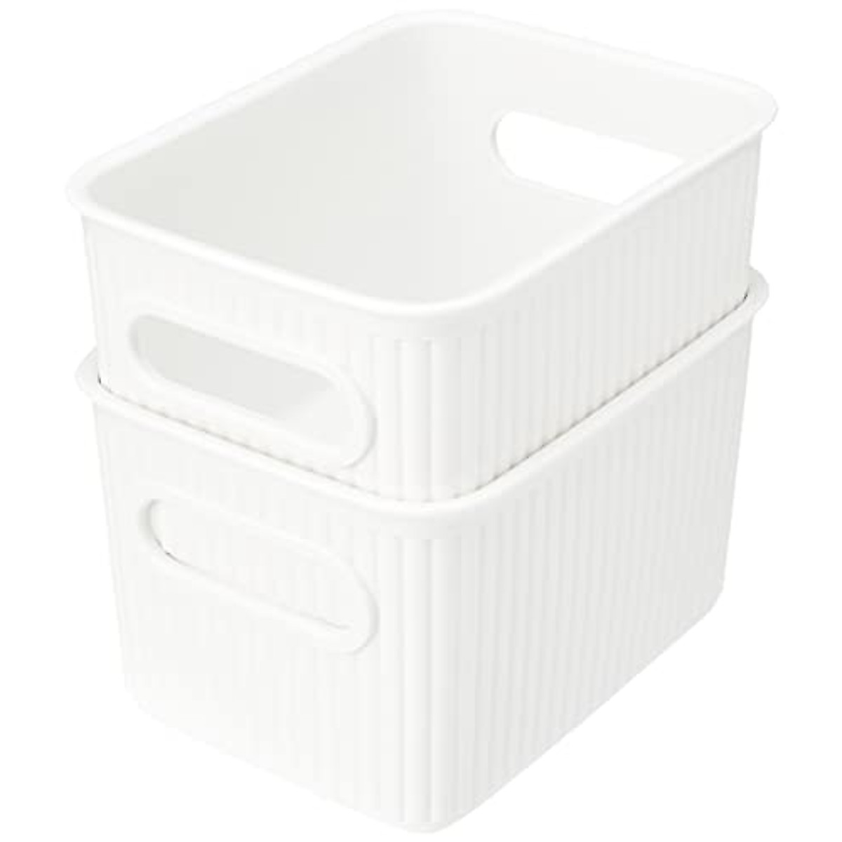 Tatay 7010901 Multipurpose Organizer Basket Set with Lid, 3X White, Medium