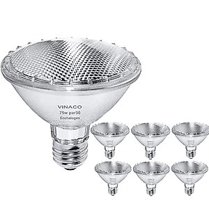 Par30 Short Neck, 6pcs PAR30 75W 120V Halogen Light Bulbs, Dimmable. Premium Quality for Long Lasting Life, E26 Base, 3000K Warm White, par30 Flood Light Great for Accent Lighting, Tracking Light