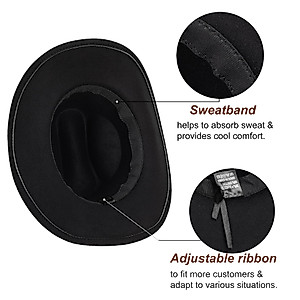 FGSS Classic Felt-Western-Cowboy-Cowgirl-Hats for Women-Men Fedora-Jazz-Hat with Band(Lagre)