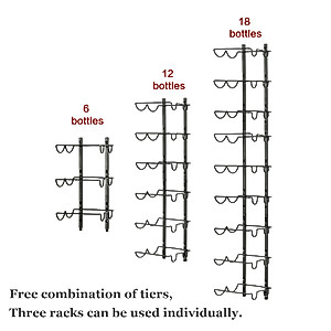 JKsmart 24 Bottle Wall Mounted Wine Rack ,Adjustable and Separable Metal Hanging Wine Bottle Holder,Freely Spliceable Wall Wine Rack for Kitchen Pantry Bar Wine Cellar