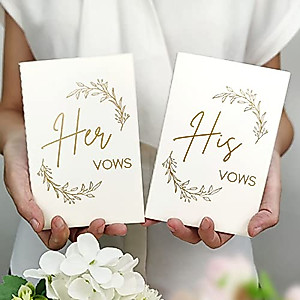 fusuu Vow Books -His and Hers Vow Books – Wedding Notebook with Gold Foil - 28 Lined Pages - 5.9" x 3.9" – Vow Renewal - Wedding Booklet, Time Capsule